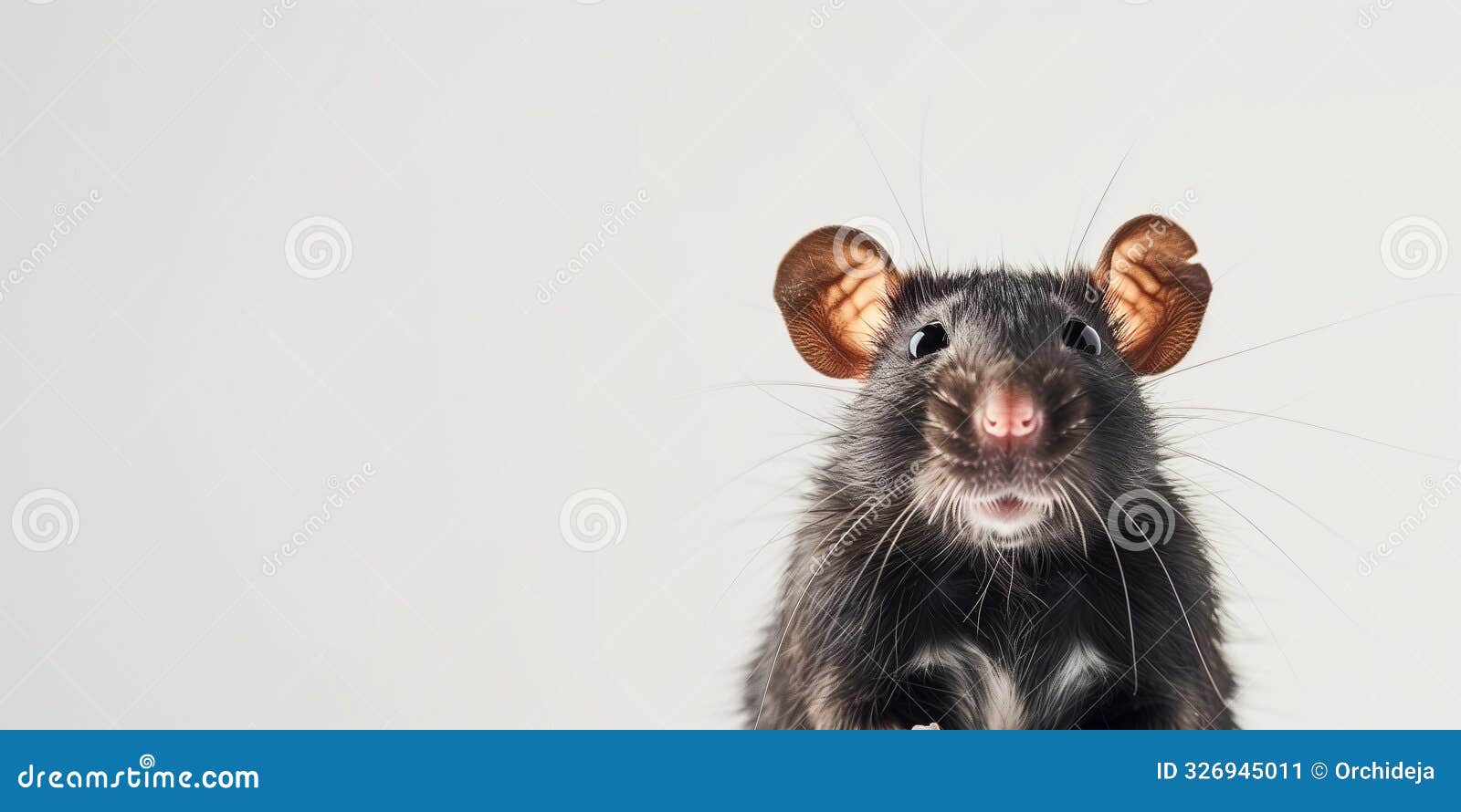 A Black Rat Smiles at the Camera Against a White Background. Generative ...