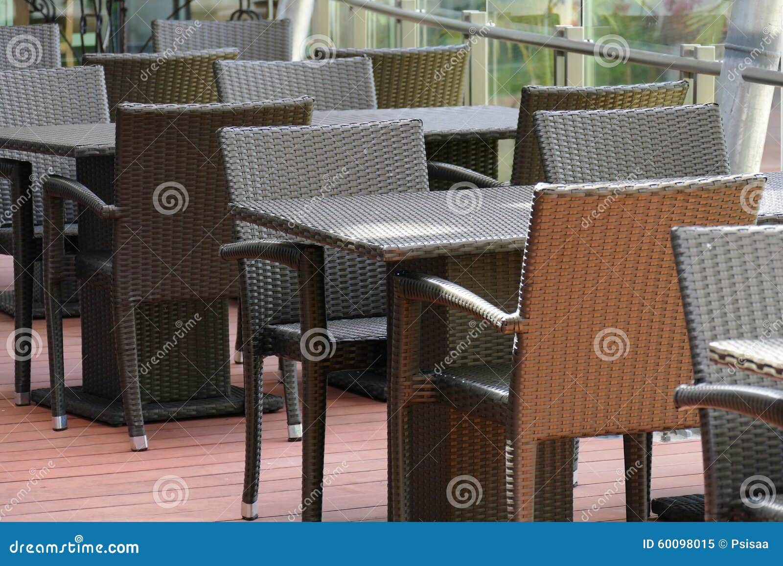Black Rattan Table and Chair on the Terrace Stock Image - Image of ...