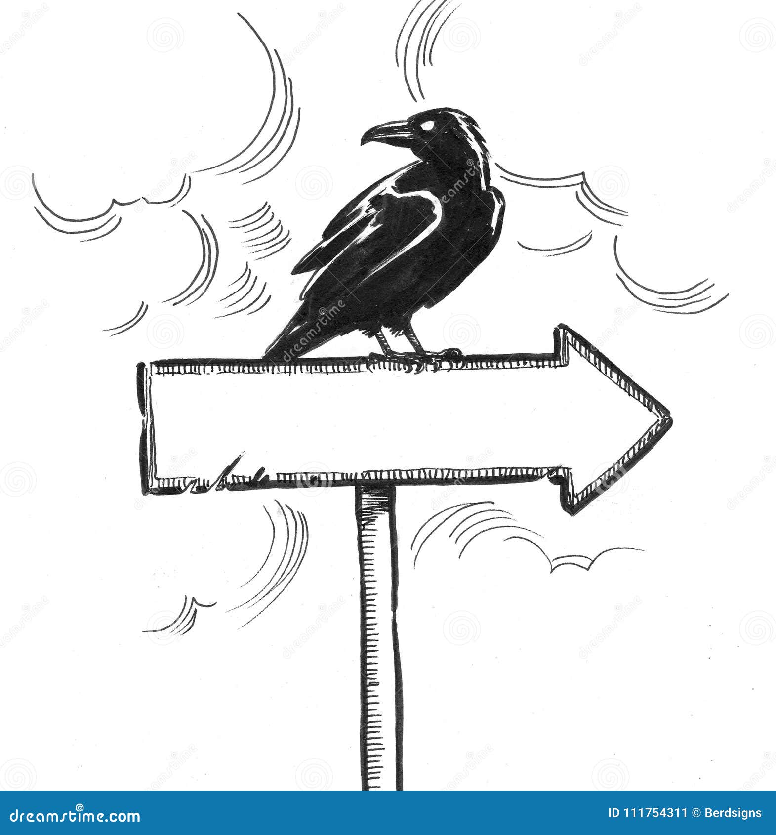 Black raven and arrow stock illustration. Illustration of artwork ...