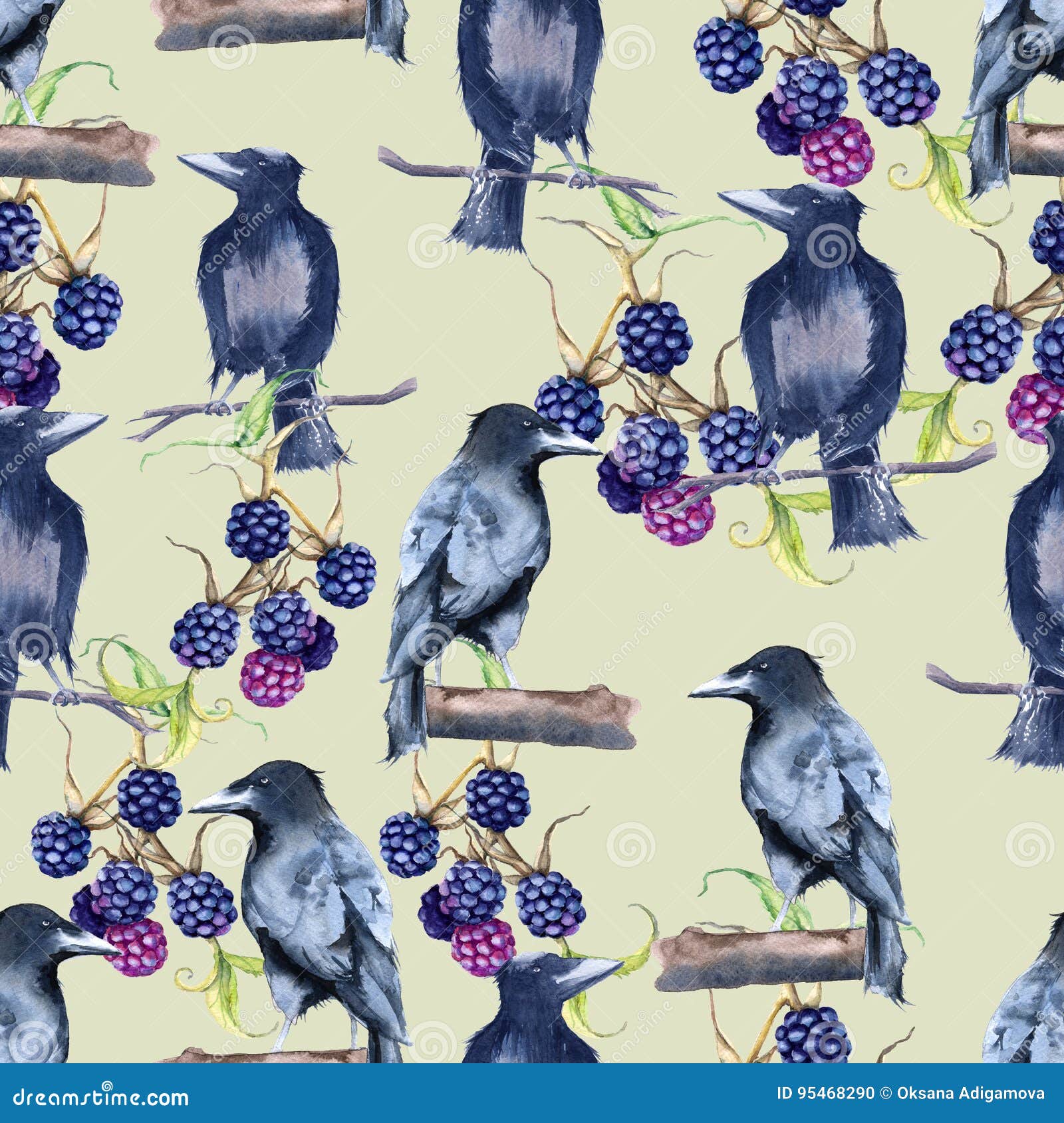 Black Raven Background. Seamless Pattern Stock Illustration ...