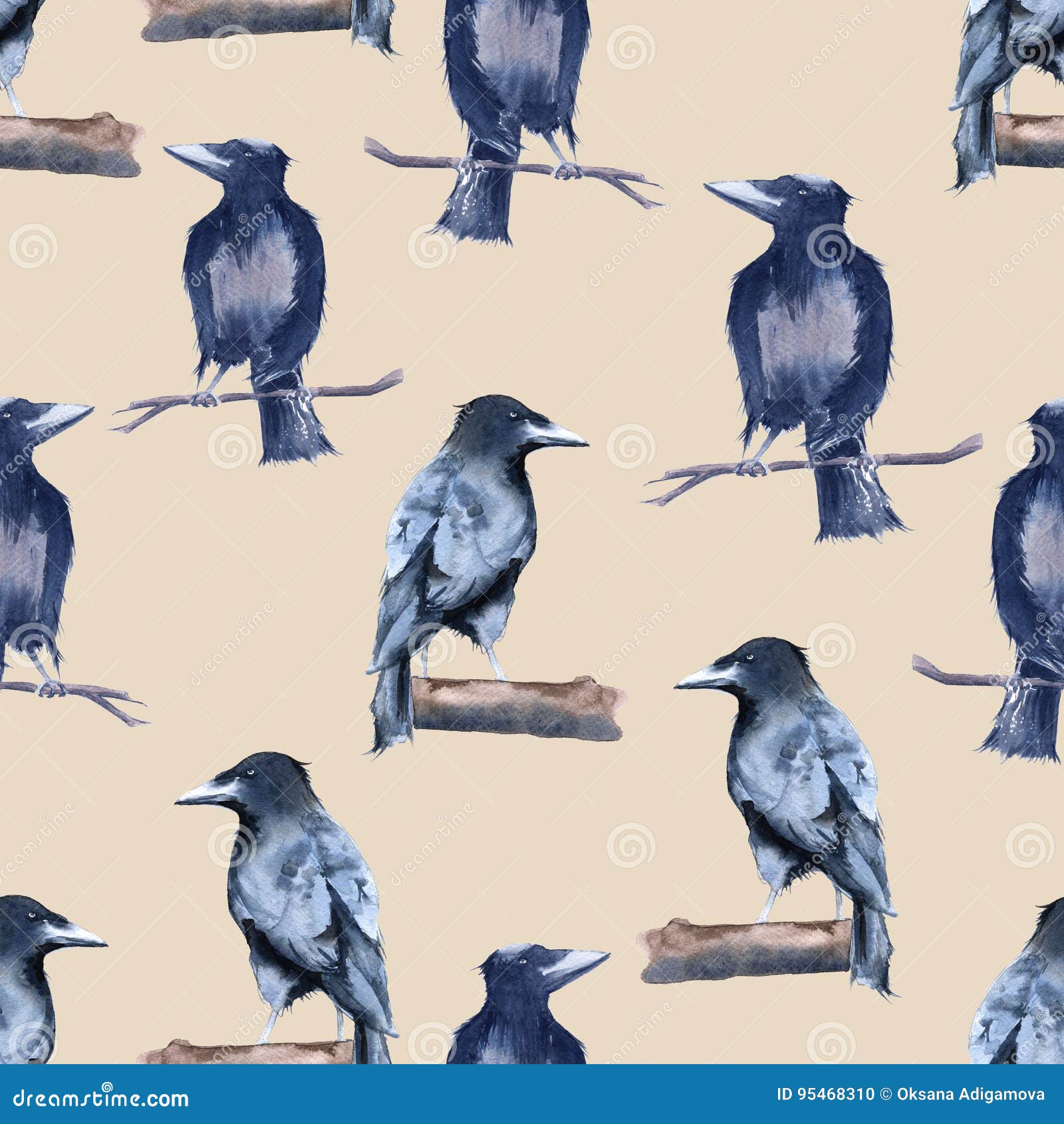 Black Raven Background. Seamless Pattern Stock Illustration ...