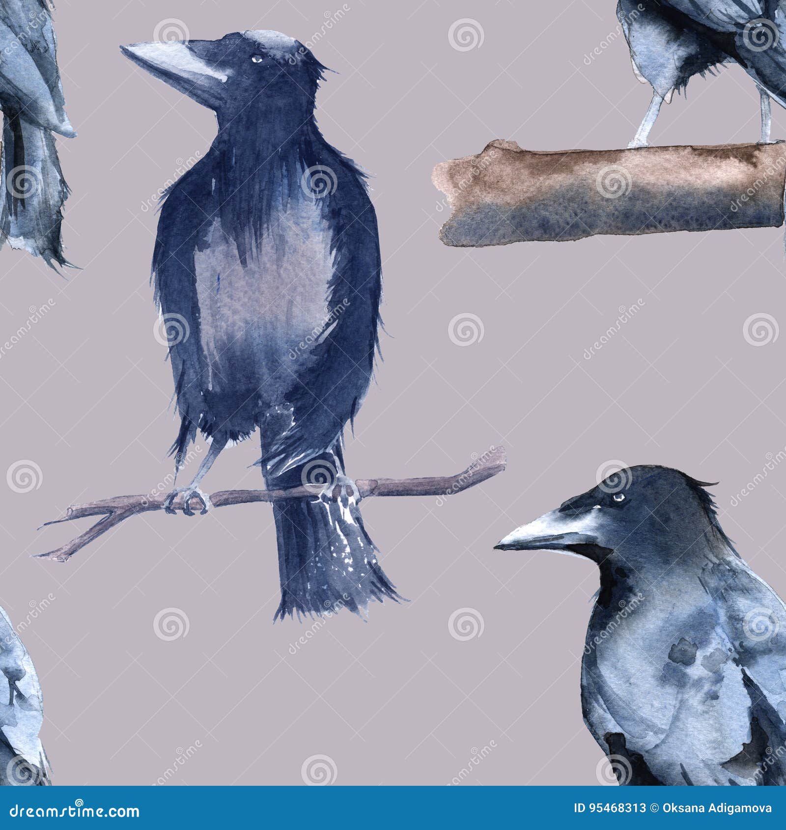 Black Raven Background. Seamless Pattern Stock Illustration ...