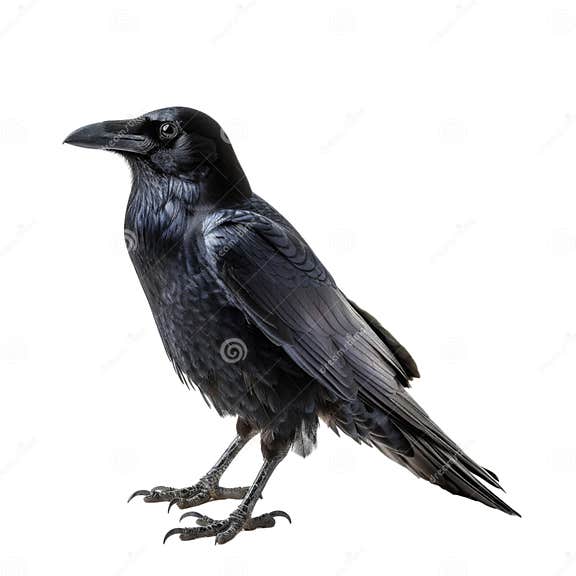 A Black Raven Stands Facing Left Stock Illustration - Illustration of ...