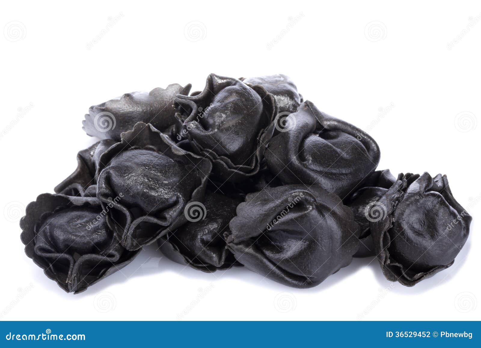 Black Ravioli Dumplings Isolated Stock Photo - Image of recipe, black ...