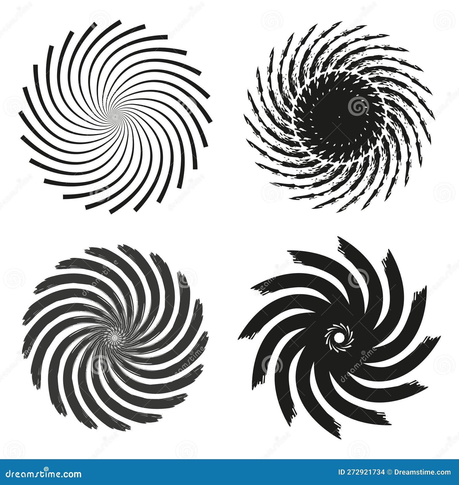 Black Rays Spiral on White Background. Abstract Geometric Round Shape ...