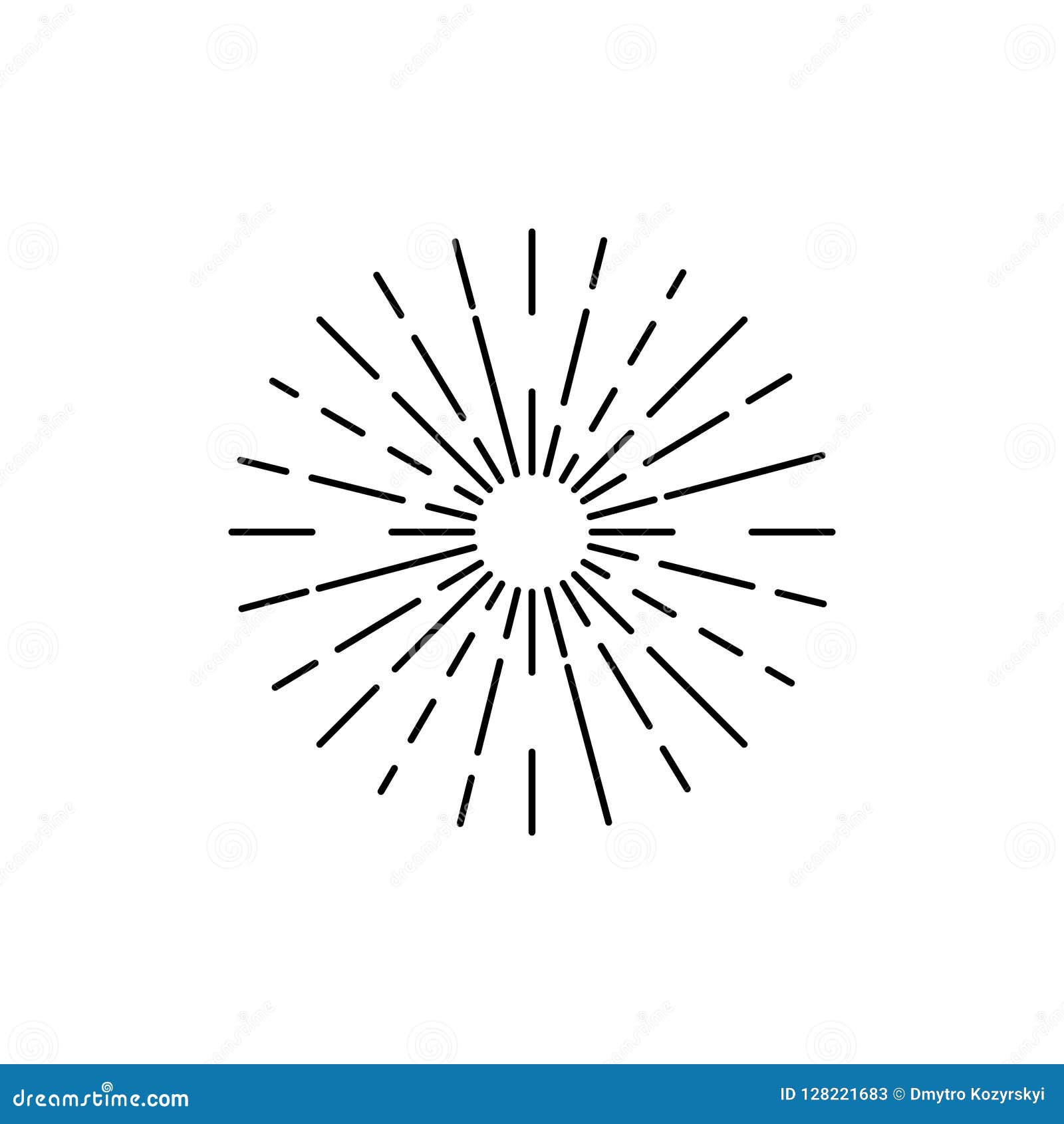 Black Rays, Sunburst and Rays of Sun. Design Elements, Linear Drawing ...