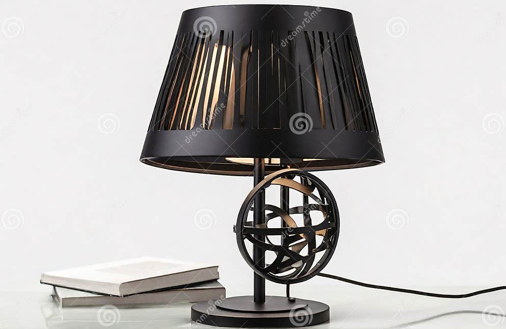 Black Reading Table Lamp, Cut Out on White Background Stock ...