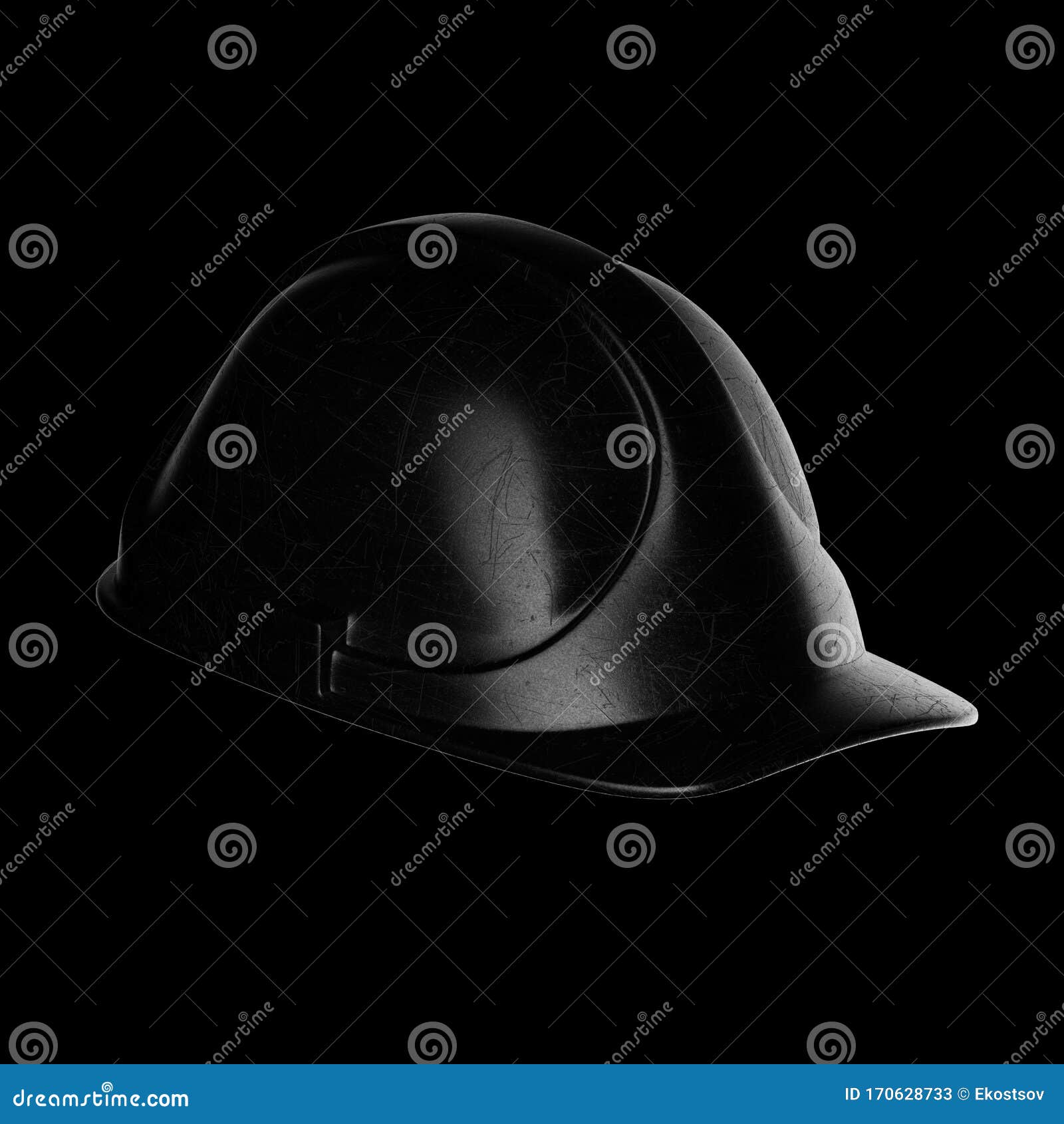 Black Realistic Construction Helmet on Black Background. 3d Rendering ...