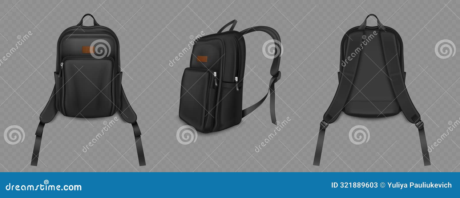 Black Realistic 3d Backpack Mockup Stock Vector - Illustration of ...