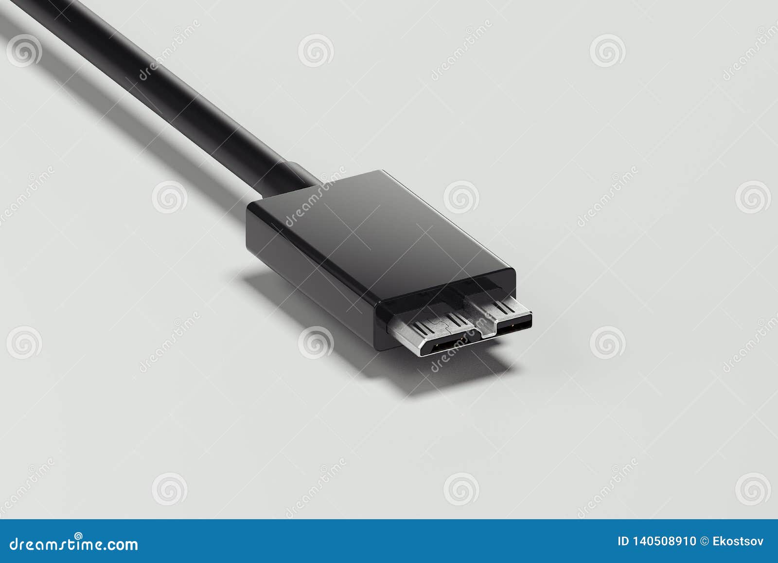 Realistic 3D USB Micro Cables And Connectors Vector Illustration ...
