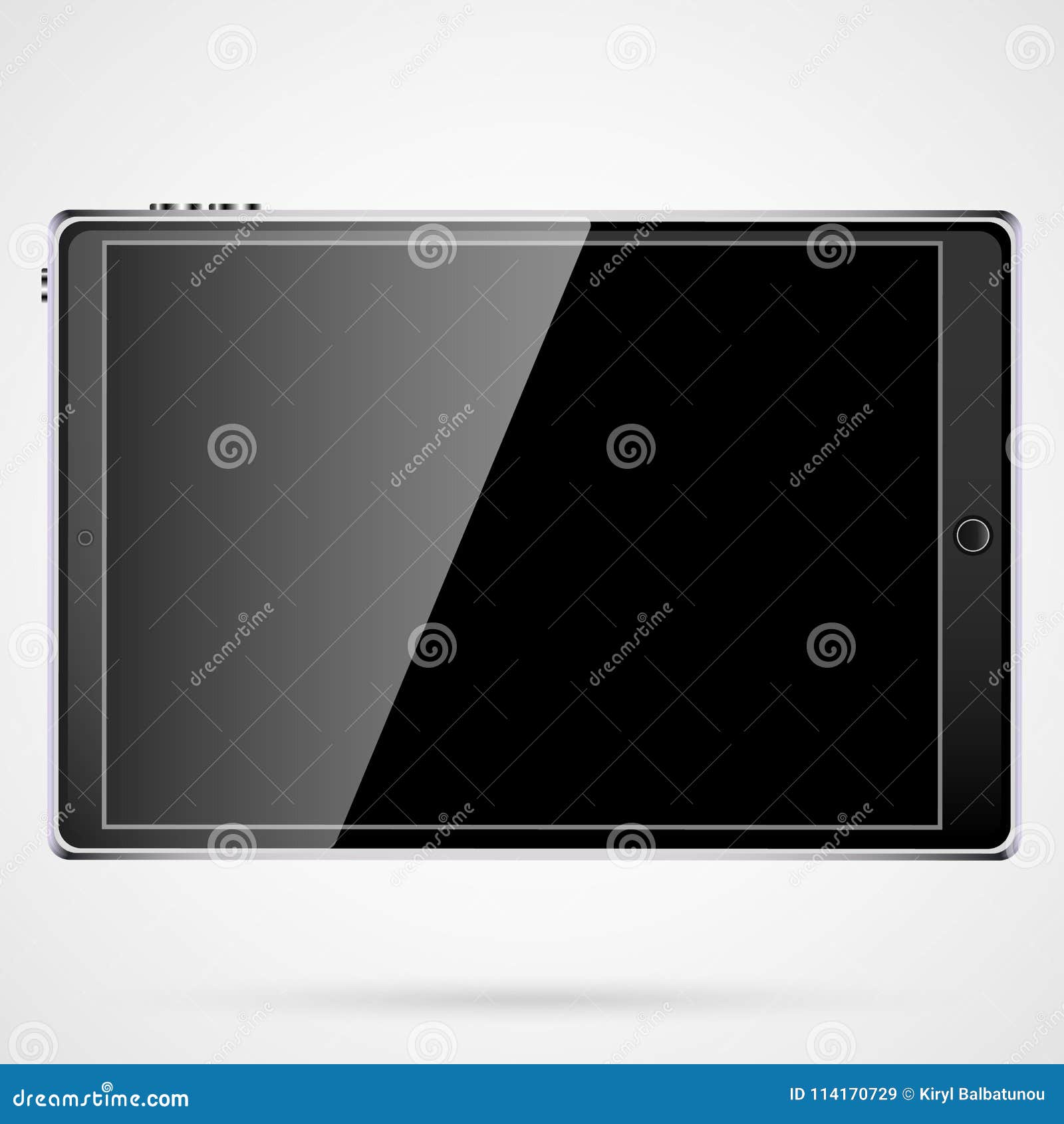 Black Realistic Mobile Touch Smart Tablet Computer with Glossy Black ...