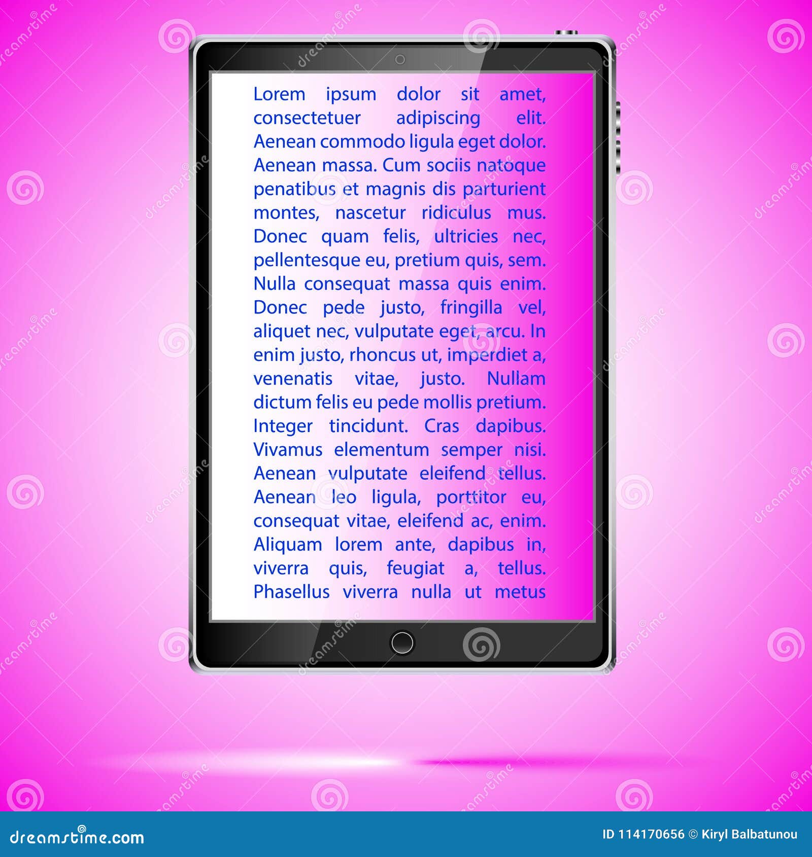 Black Realistic Mobile Touch Smart Tablet Computer with a Screen with ...