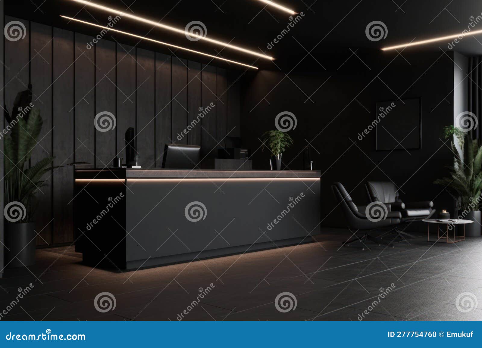 Black Reception Table in Hotel Generative Ai Stock Illustration ...