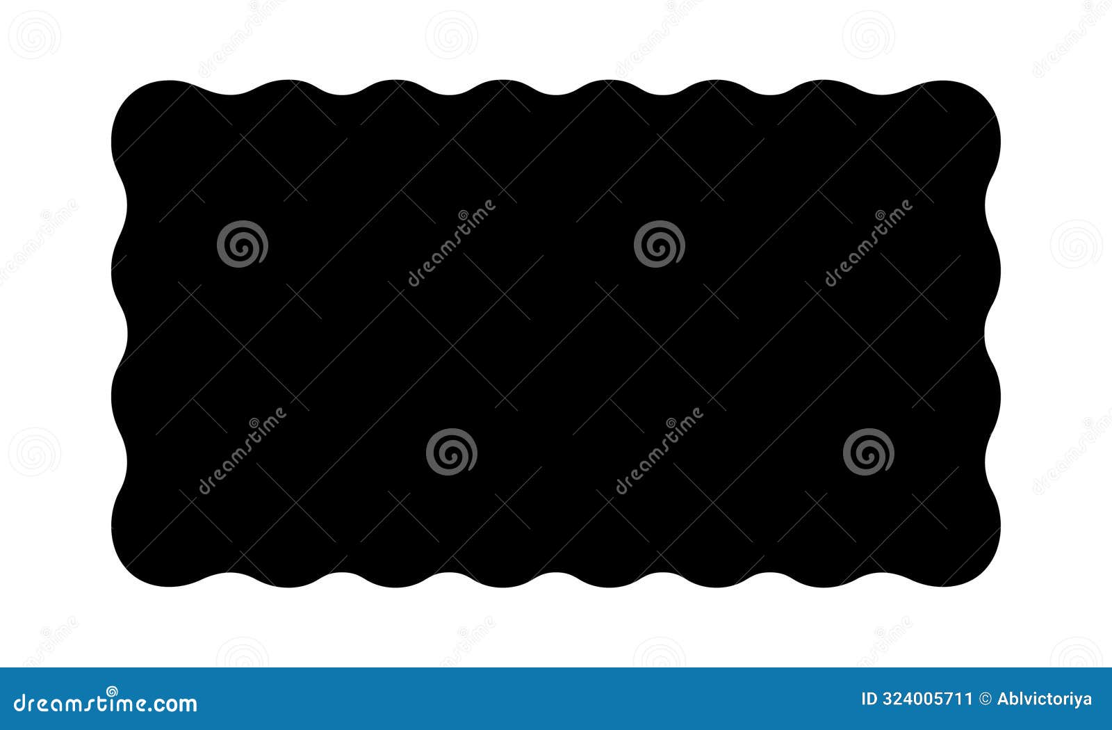 Black Rectangle Shape with Wavy Edges. Rectangular Form with Curvy ...