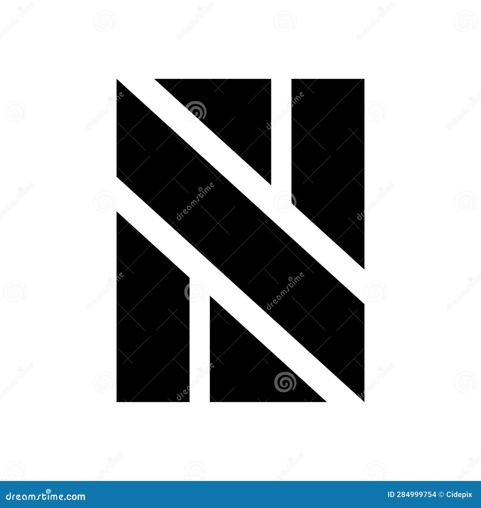 Black Rectangle Shaped Letter N Icon Stock Vector - Illustration of ...
