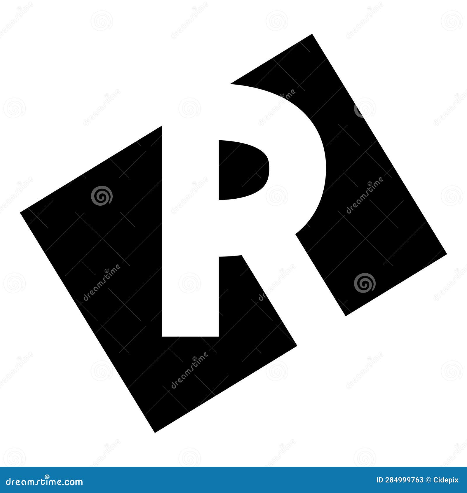 Black Rectangle Shaped Letter R Icon Stock Vector - Illustration of ...