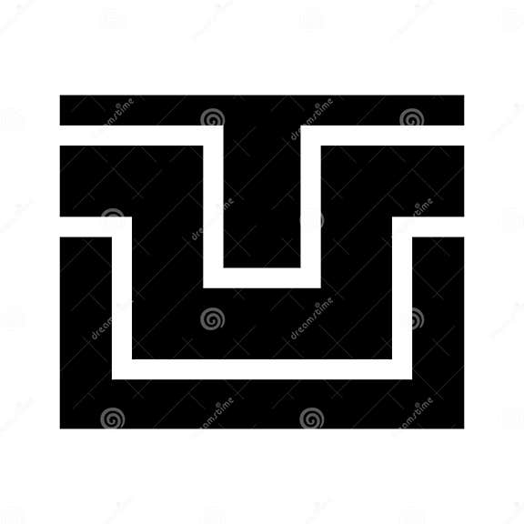 Black Rectangle Shaped Letter U Icon Stock Vector - Illustration of ...
