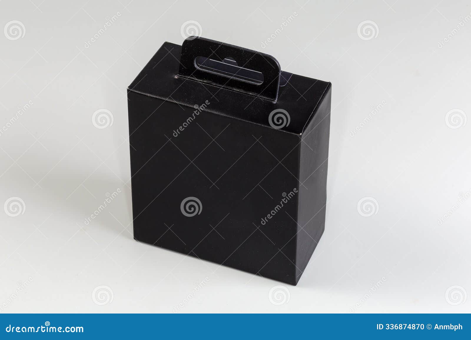 Black Rectangular Cardboard Hang Tab Packing Box on Gray Surface Stock ...