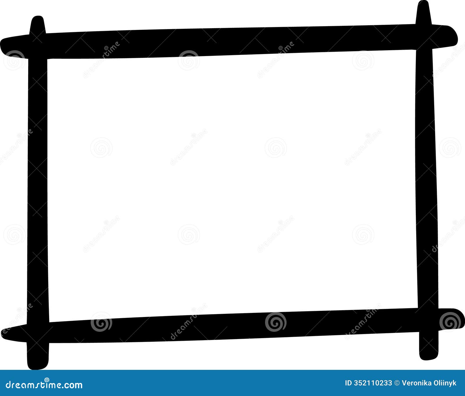 Black Rectangular Frame Featuring Rounded Corners and Thick Strokes ...