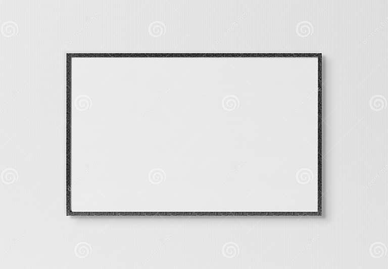 Black Rectangular Horizontal Frame Hanging on a White Wall Mockup 3D ...