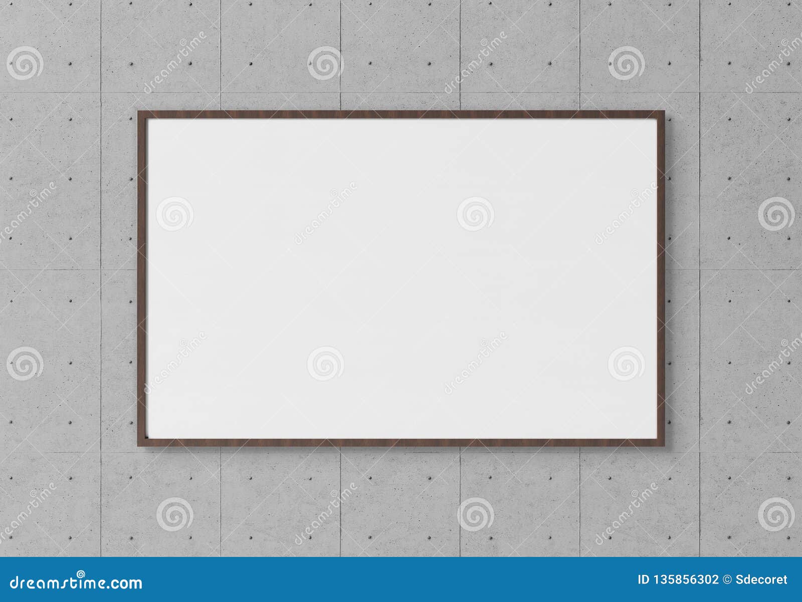 Black Rectangular Horizontal Frame Hanging on a White Wall Mockup 3D ...