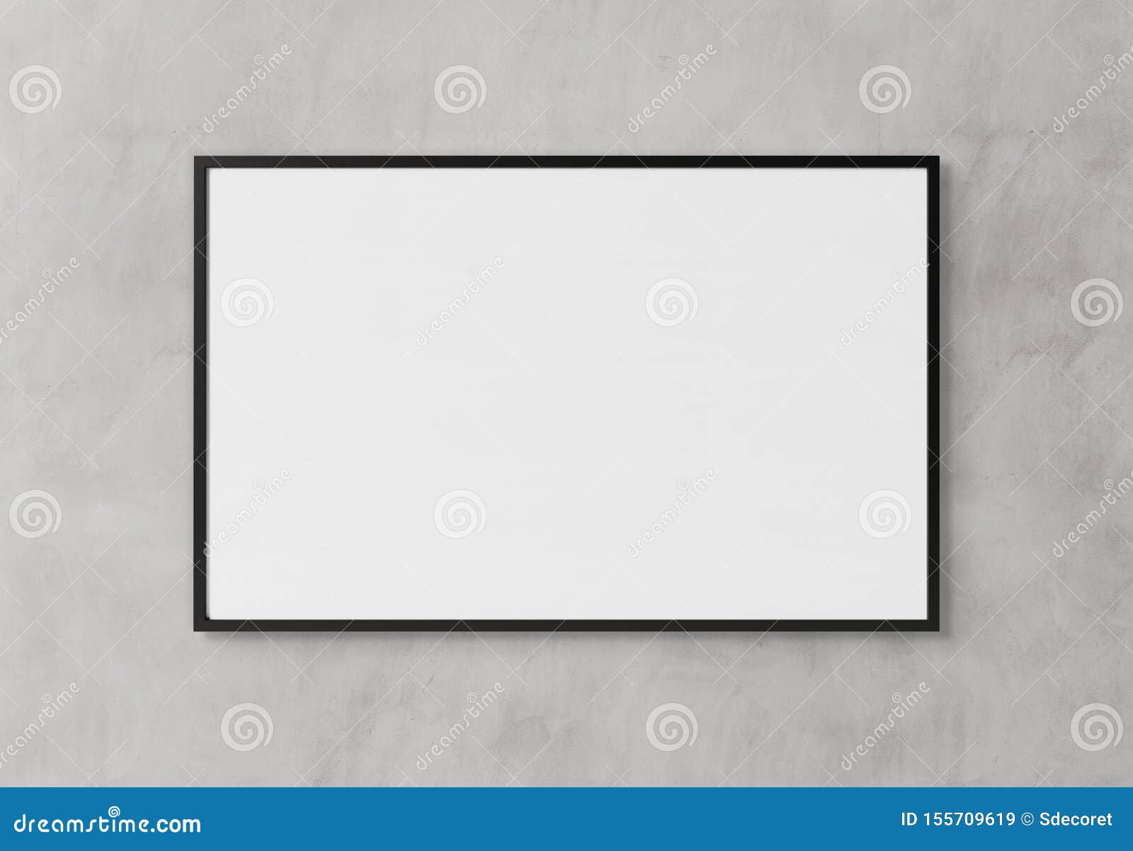 Black Rectangular Horizontal Frame Hanging on a White Wall Mockup 3D ...