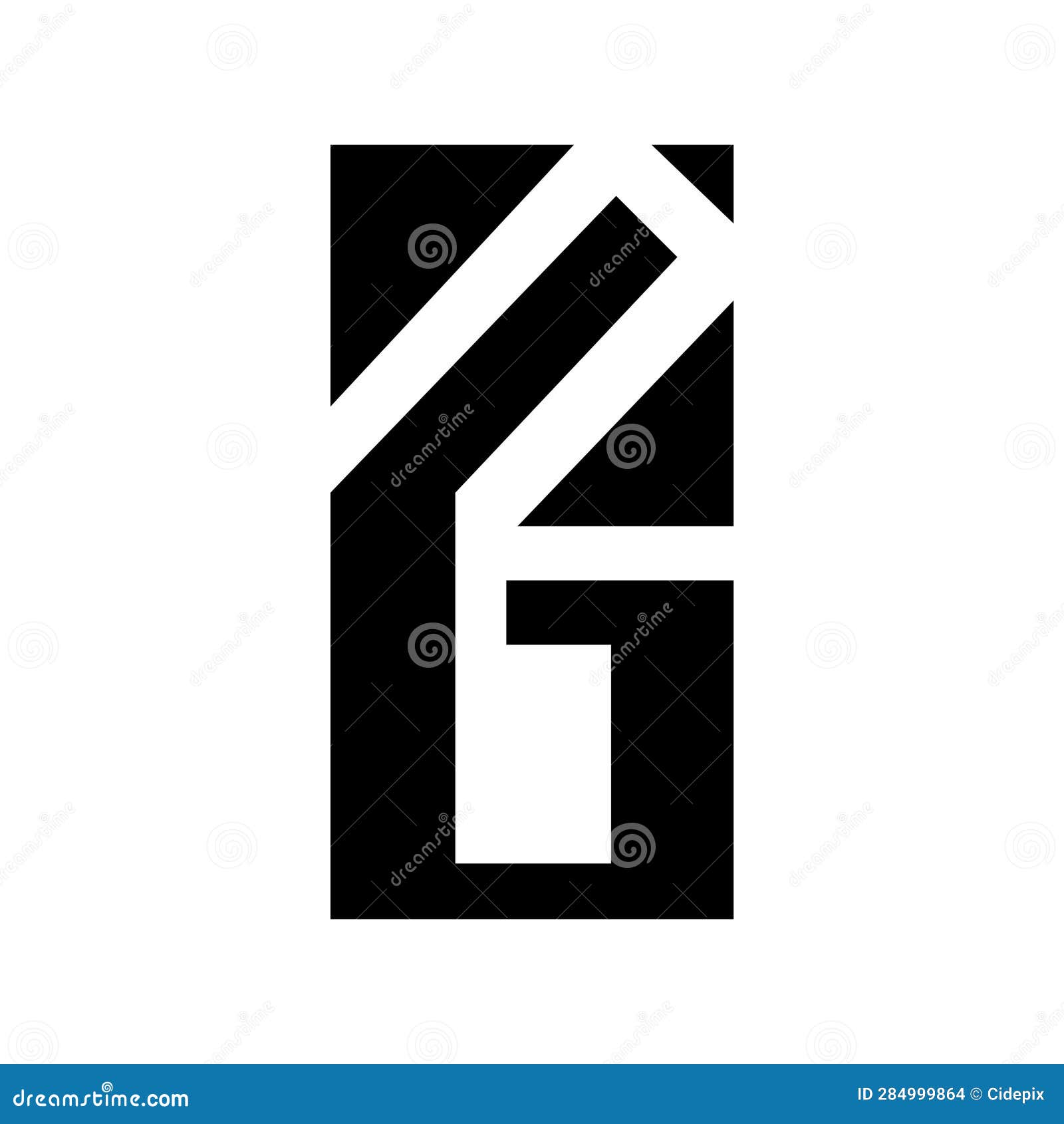 Black Rectangular Letter G or Number 6 Icon Stock Vector - Illustration ...