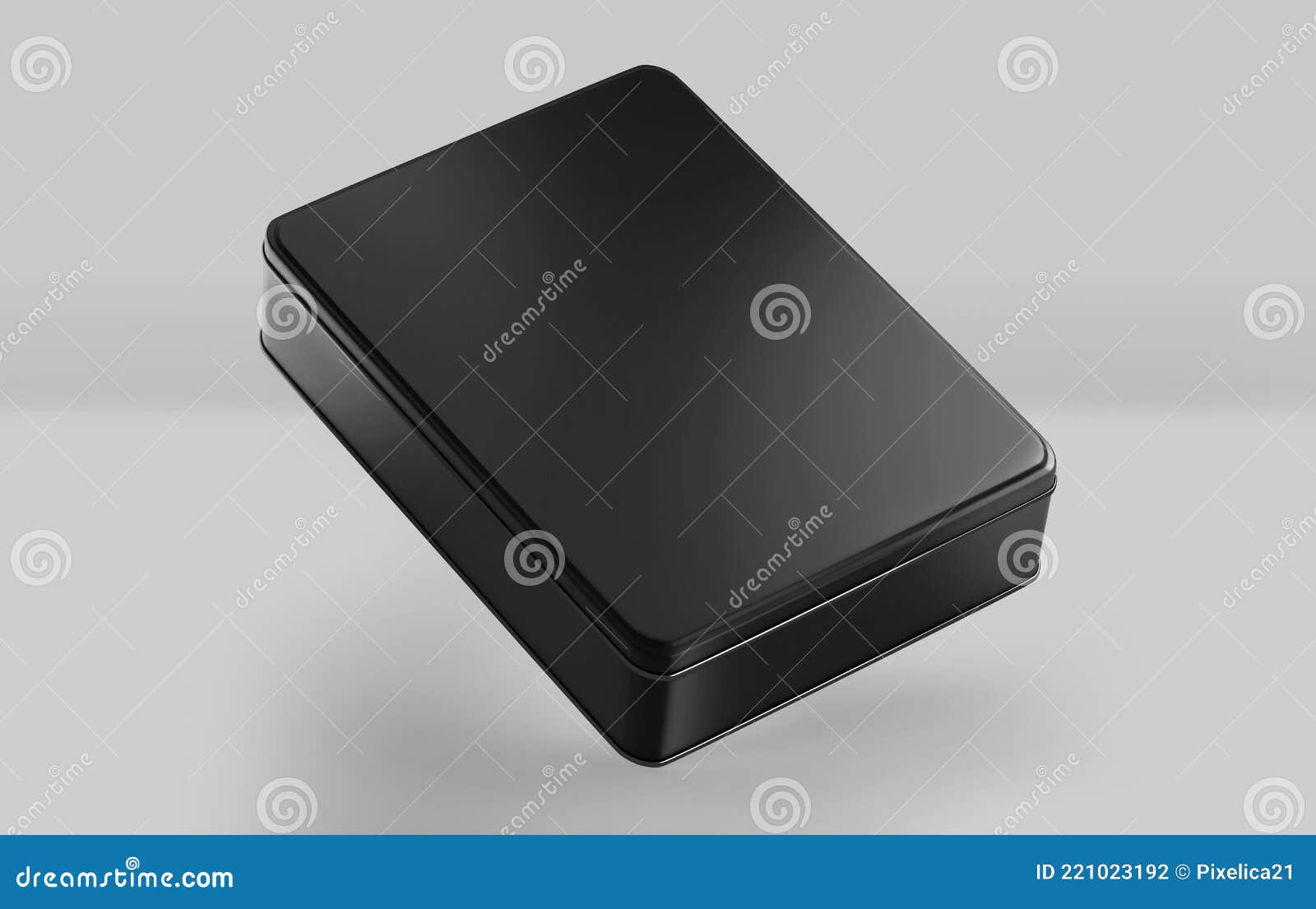 Black Rectangular Metal Box, Dark Blank Aluminium Can Container with ...