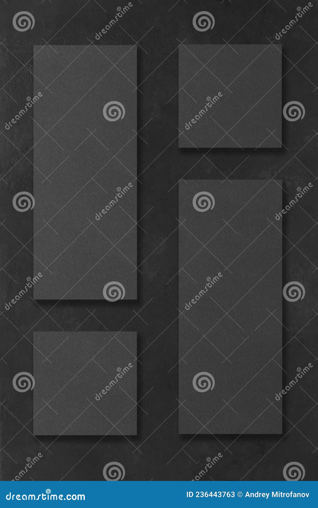 Black Rectangular Mockups on a Dark Concrete Background. Design ...