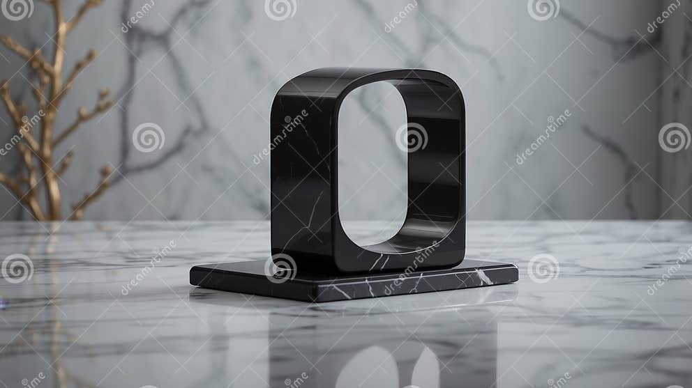 Black Rectangular Object with Circular Top on Marble Surface. Stock ...