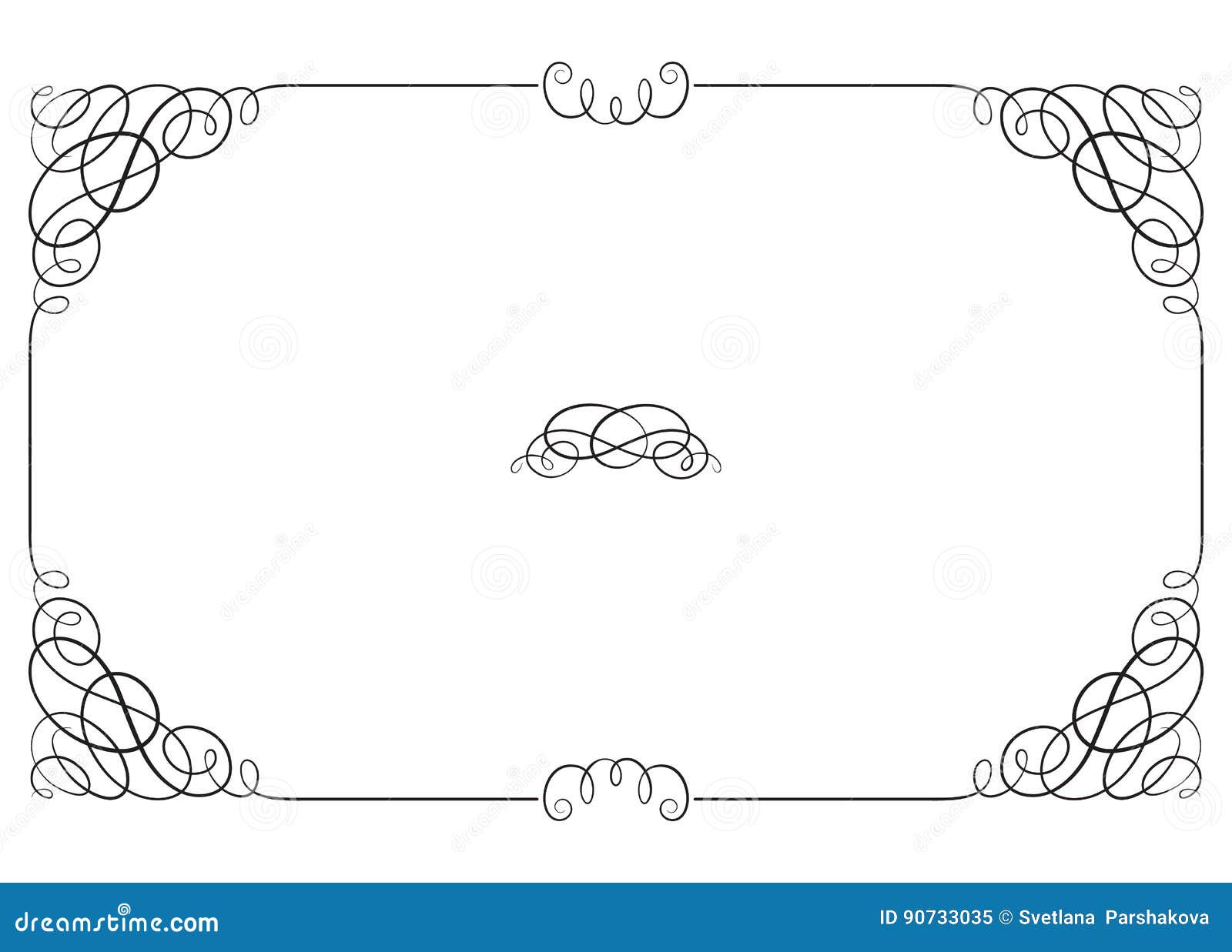 Black Rectangular Ornate Border with Vignette Corners. Stock Vector ...