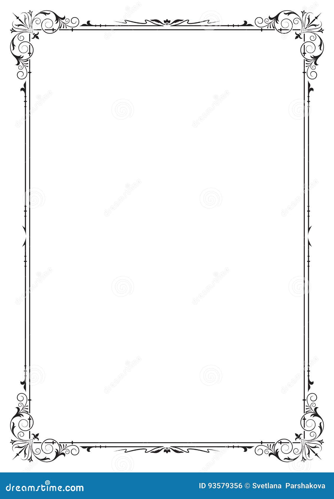 Black Rectangular Frame On A White Background, Illustration Of A ...