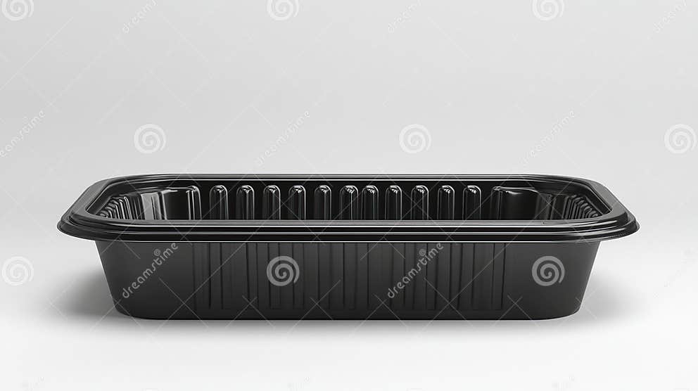 Black Rectangular Plastic Food Container Isolated on White Background ...