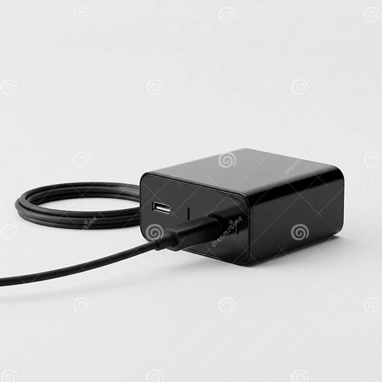 Black Rectangular Power Adapter with a Sleek Design, Featuring a USB-C ...
