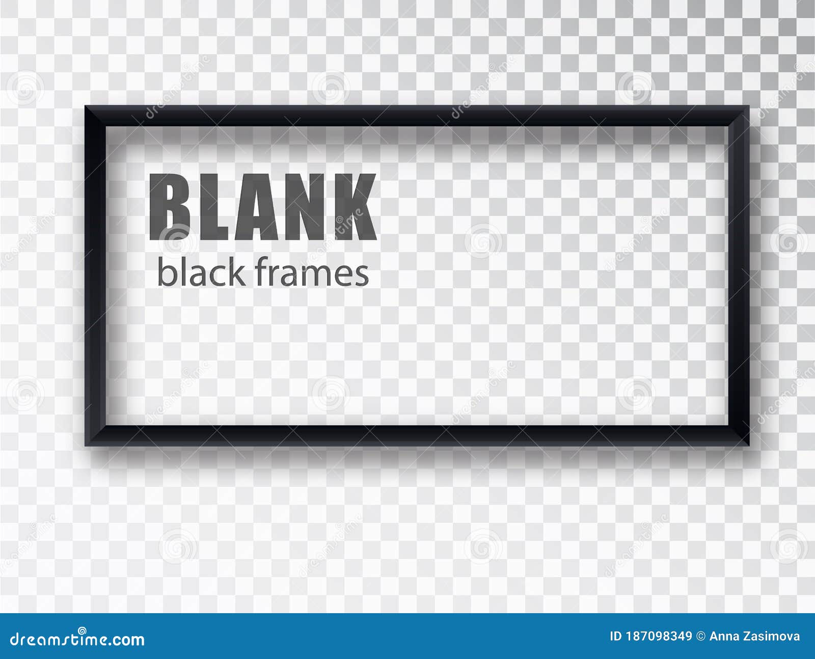 Black Rectangular Realistic Empty Picture Frame on Transparent ...