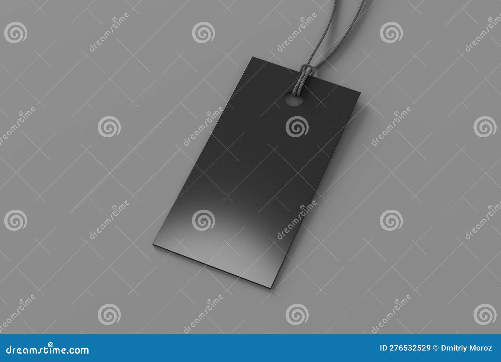 Black Rectangular Tag Mockup on Gray Background. Side View Stock ...