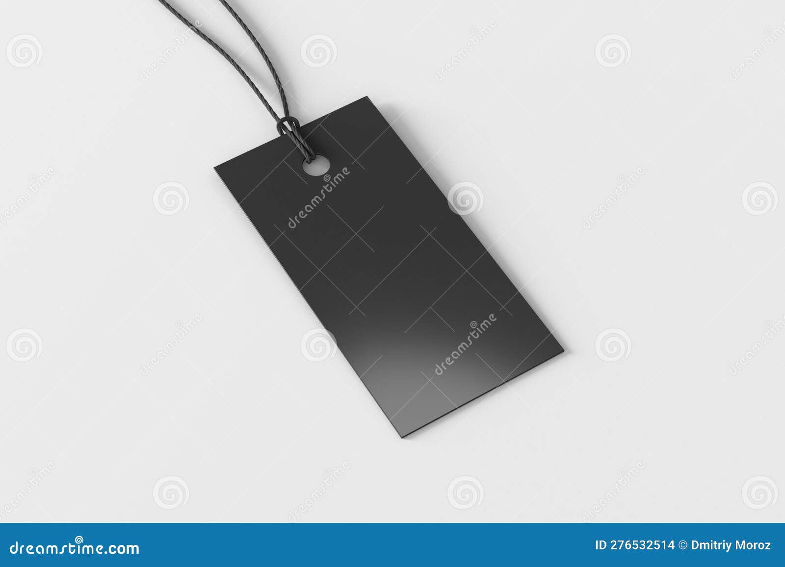 Black Rectangular Tag Mockup on White Background. Side View Stock ...