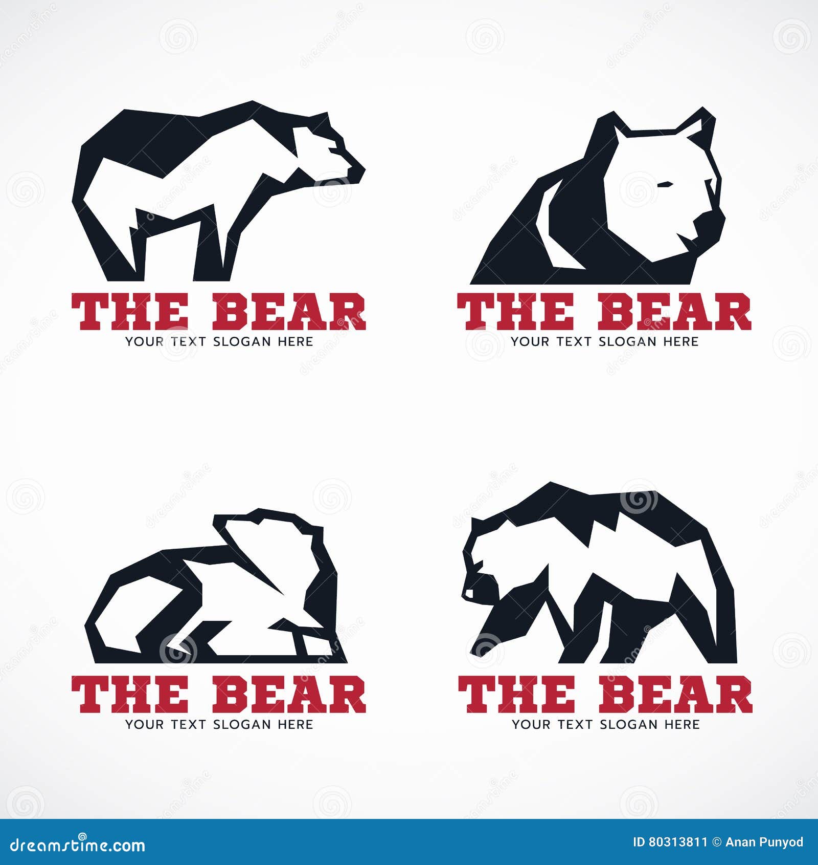 Black and Red Bear Logo Vector Design Stock Vector - Illustration of ...