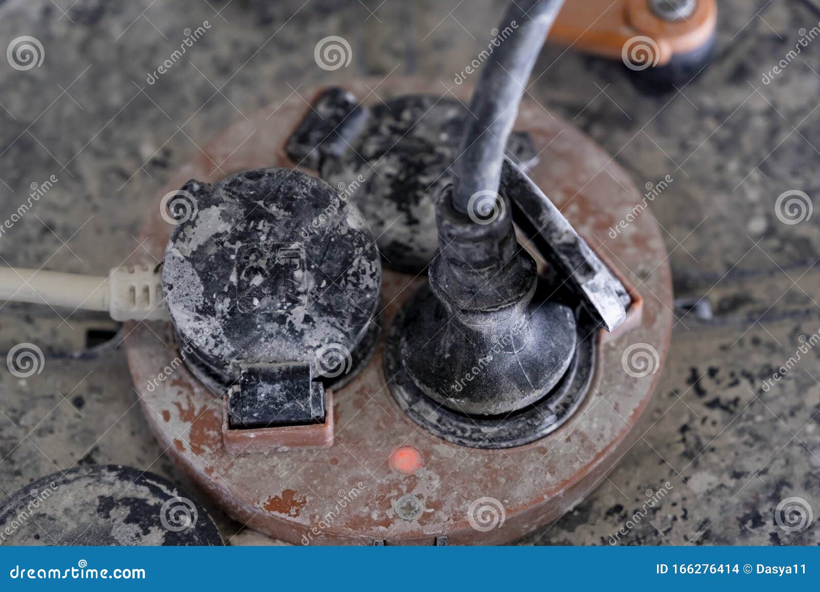 Cable Reel Well Under the Plaster Splashes, from Above, in Close-up ...