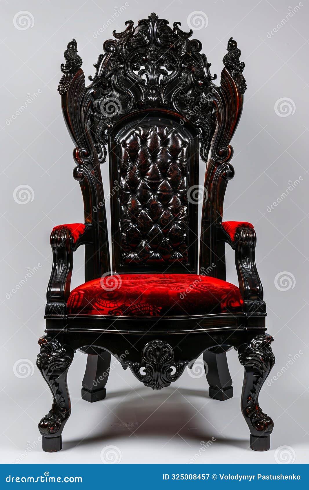 A Black and Red Chair with Ornate Carvings Stock Illustration ...