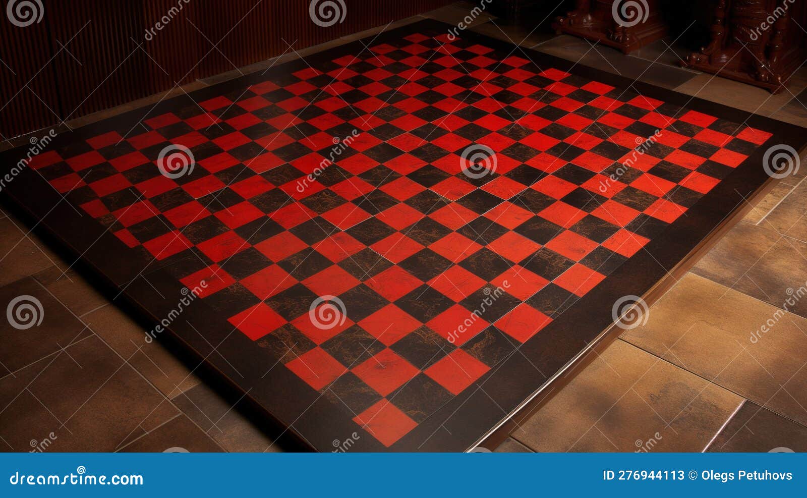 A Black and Red Checkerboard Floor Mat on a Tile Floor Stock Image ...