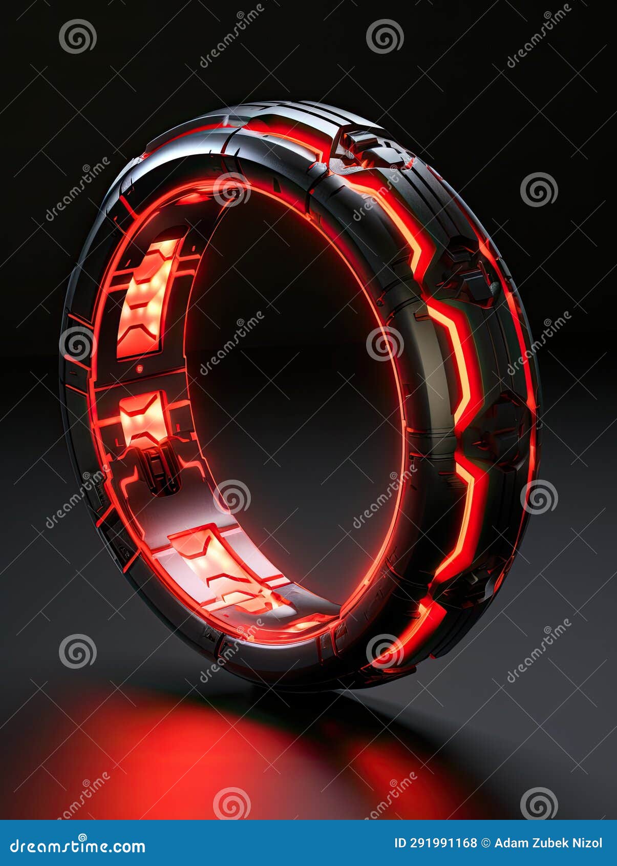 A Black and Red Circular Object with Red Lights Stock Illustration ...
