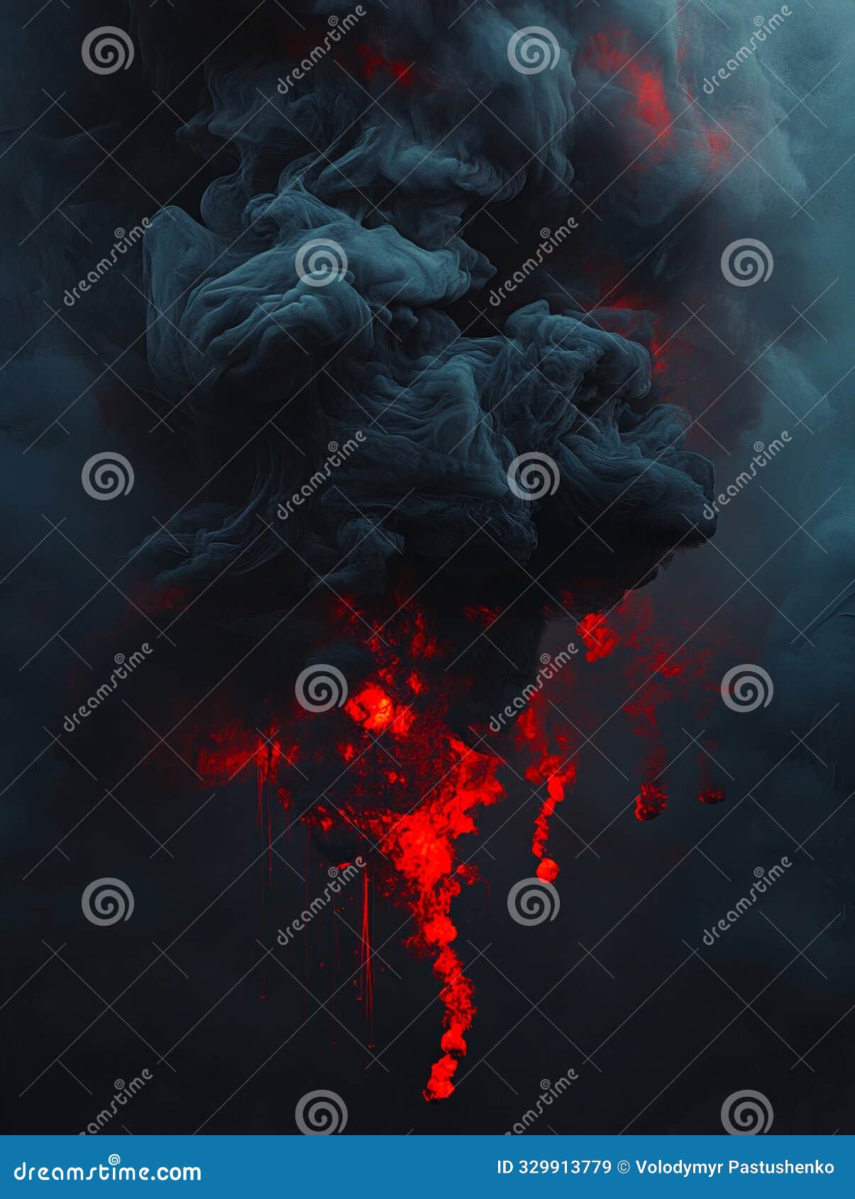 A Black and Red Cloud of Smoke with Red Paint Dripping Down it Stock ...