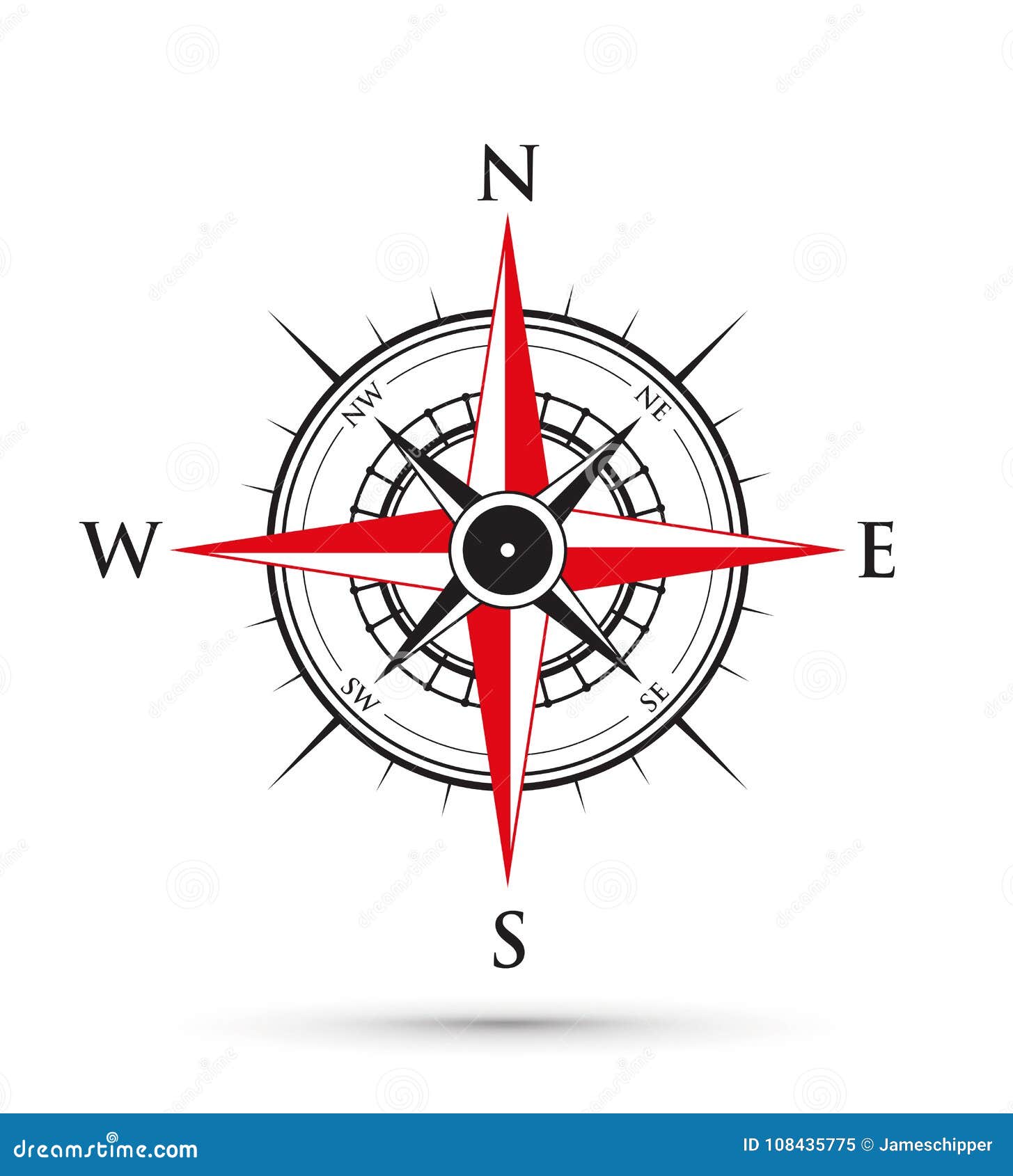Black and red compass stock vector. Illustration of direction - 108435775