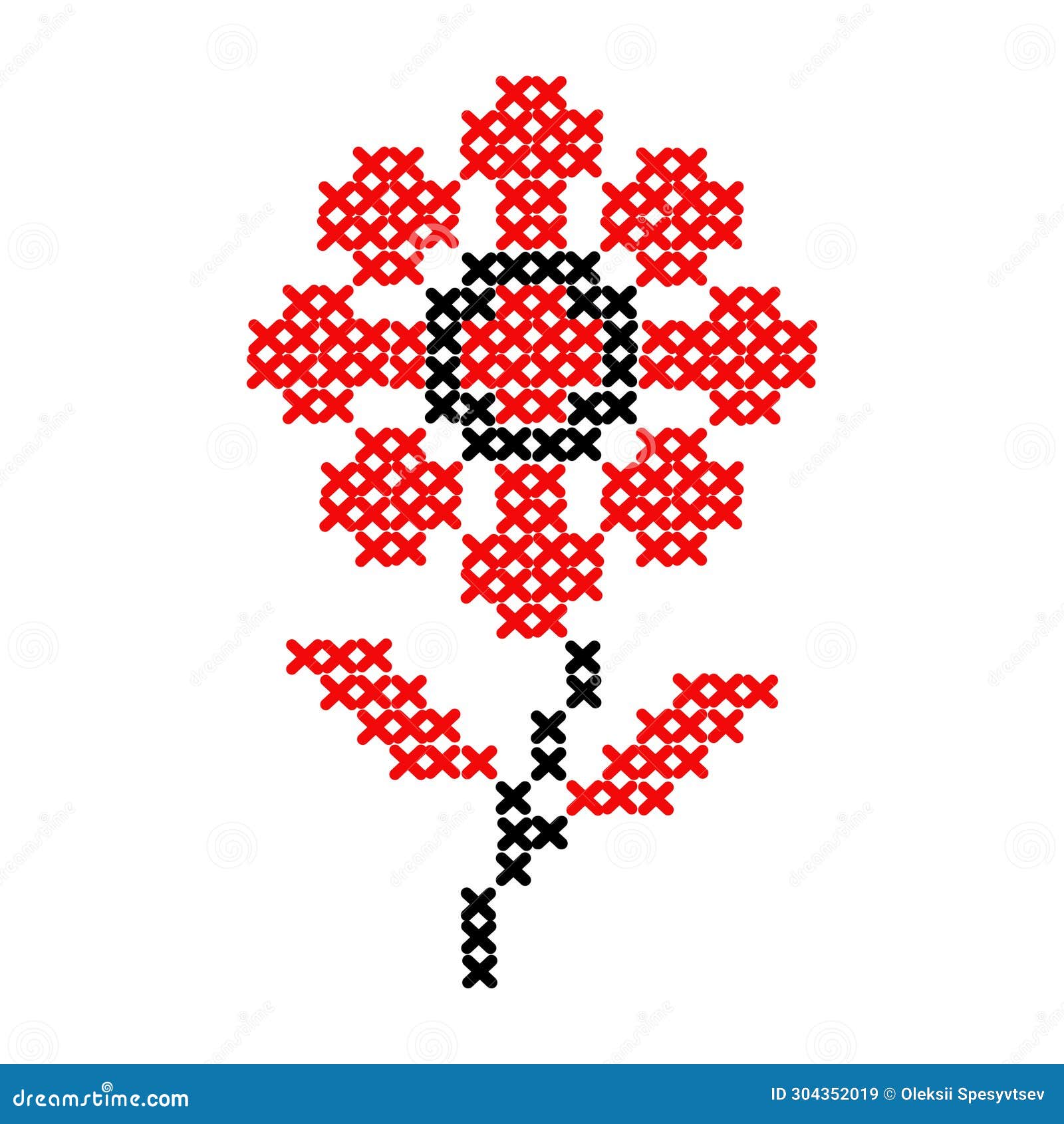 Black and Red Cross Stitch Embroidery Design, Vector Stock Illustration ...