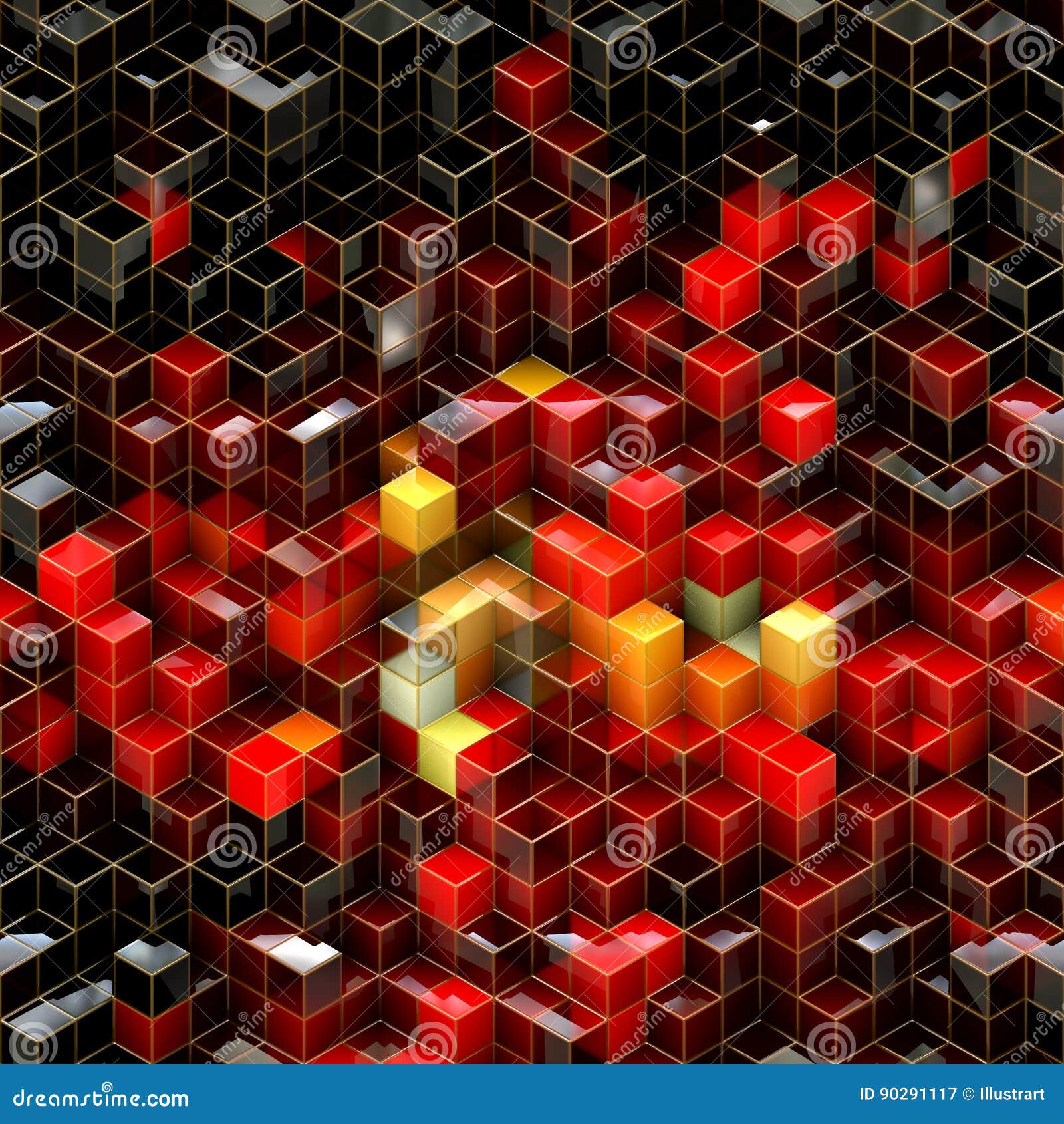 Black and Red Cubes Abstract Background Stock Illustration ...