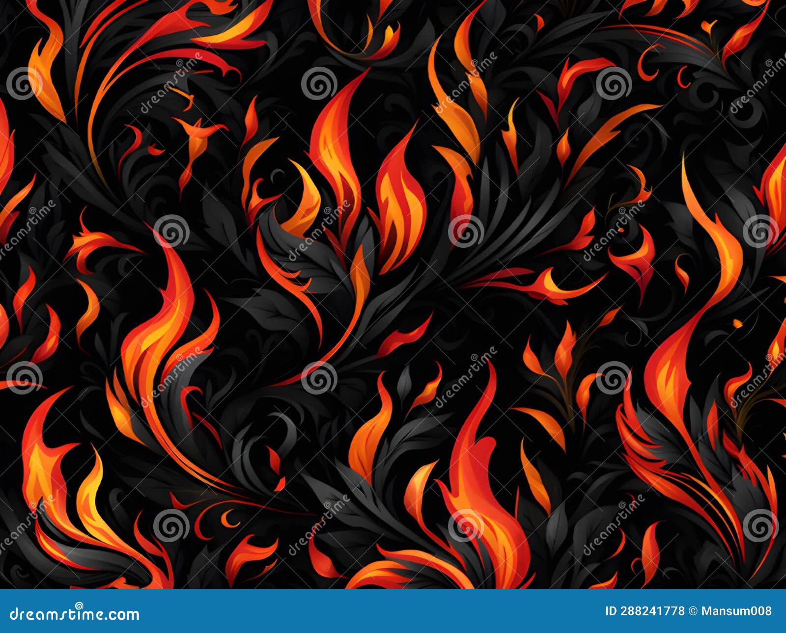 Black and Red Fire Pattern Background, Ai Generated Stock Illustration ...