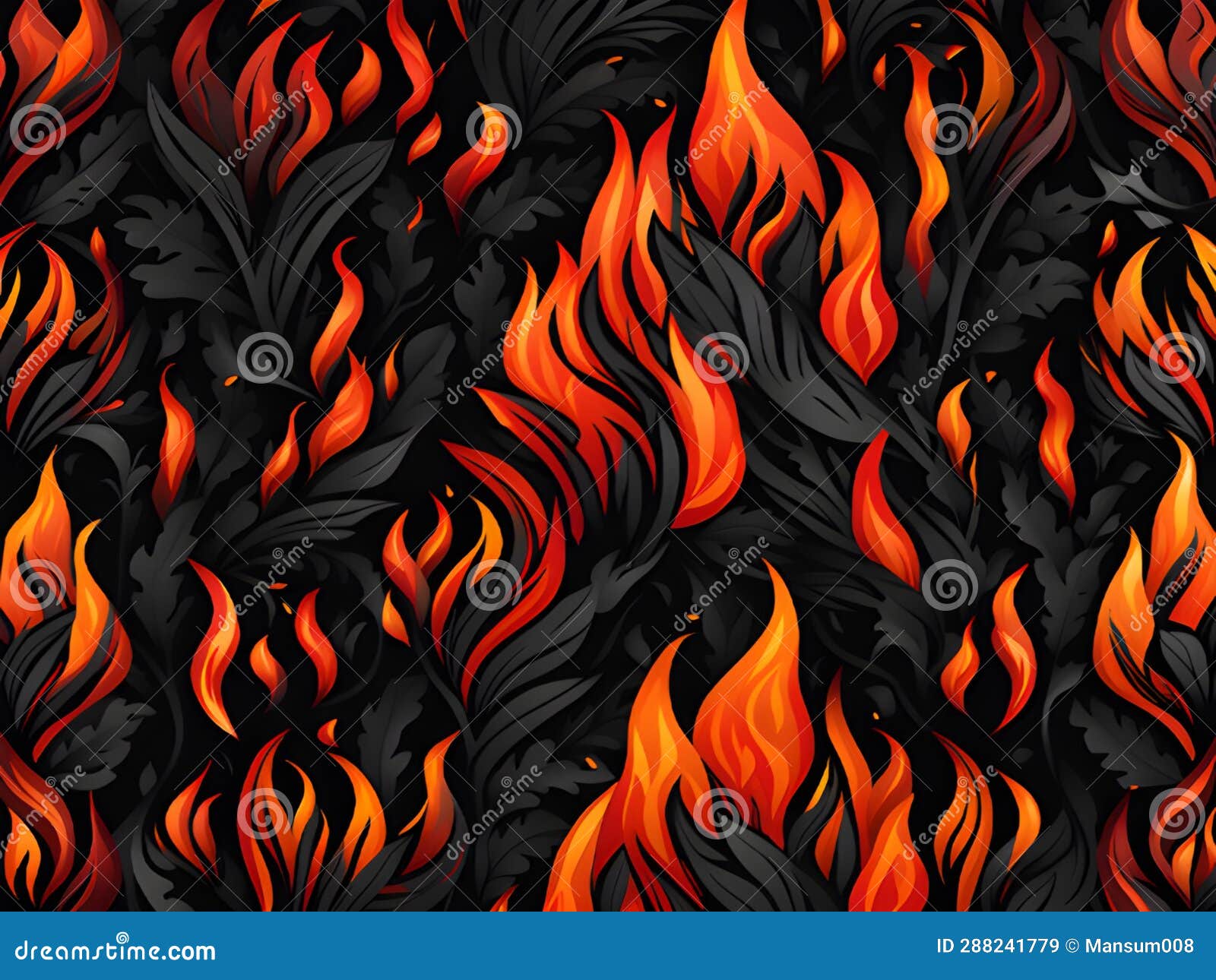 Black and Red Fire Pattern Background, Ai Generated Stock Illustration ...