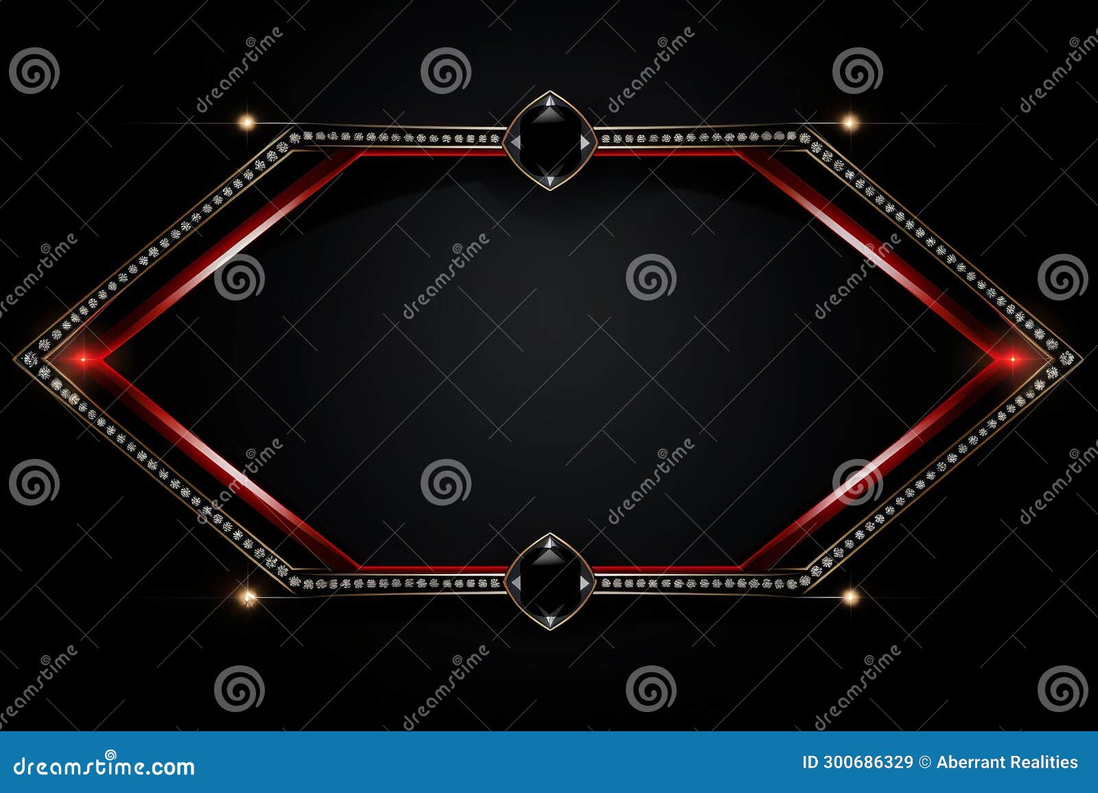 A Black and Red Frame with Diamonds on a Black Background Stock ...