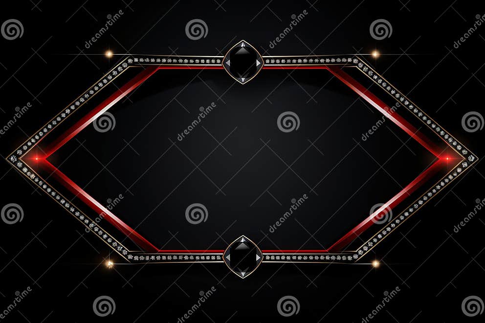 A Black and Red Frame with Diamonds on a Black Background Stock ...